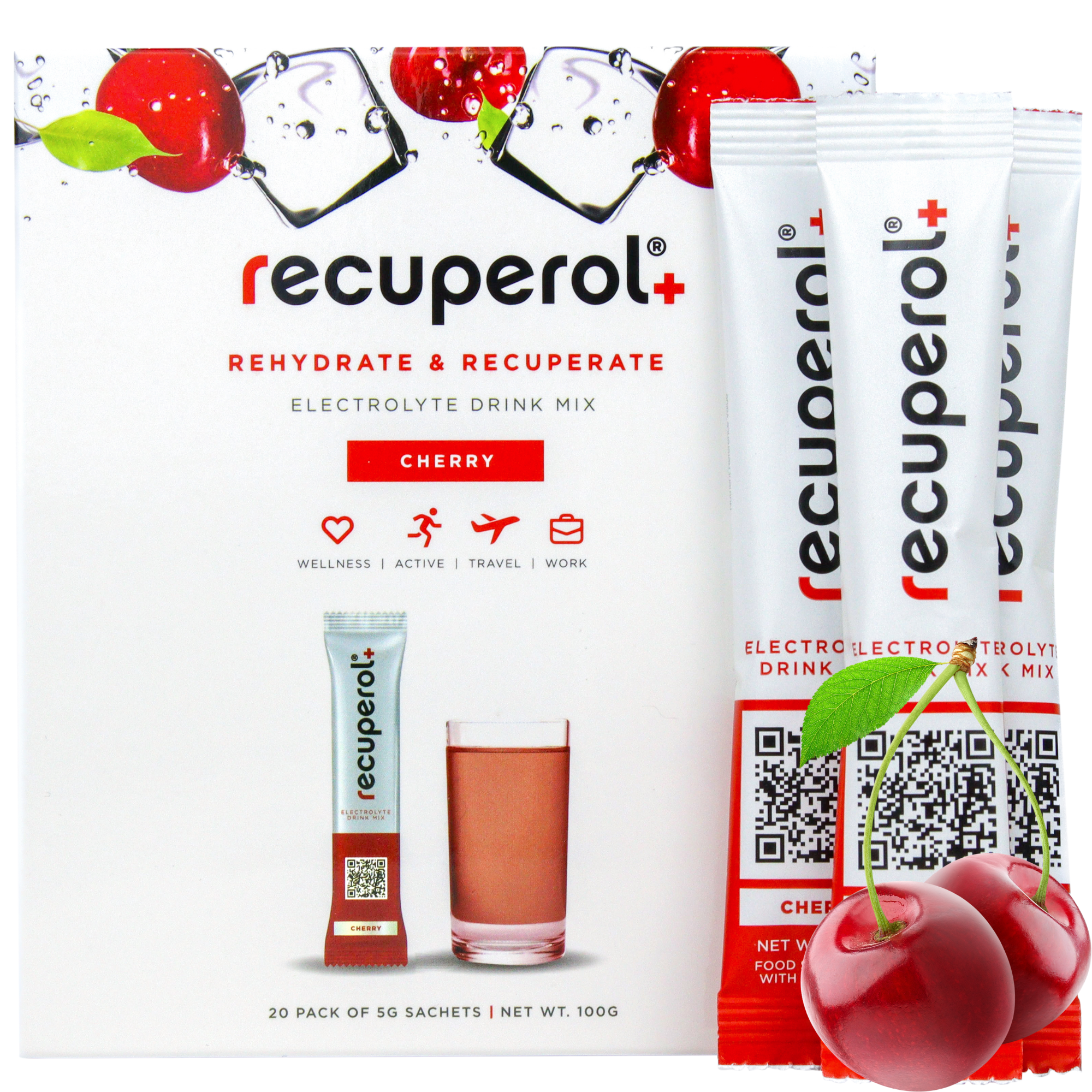 Recuperol Rehydration & Recovery Electrolyte Powder Drink Mix - Cherry ...