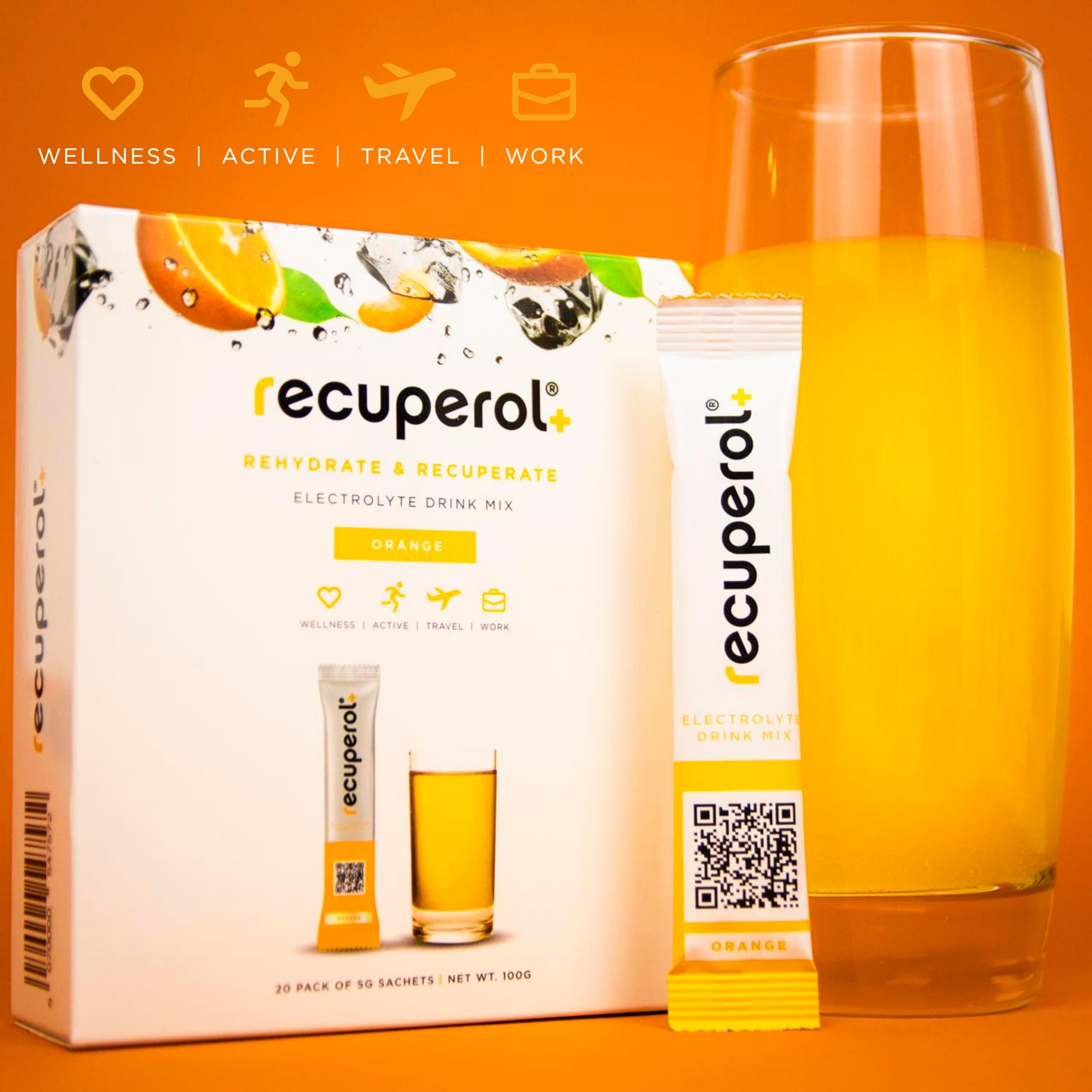 Recuperol Rehydration & Recovery Electrolyte Powder Drink Mix - Orange ...